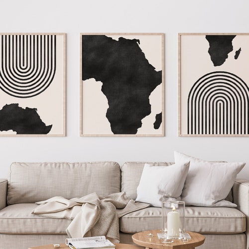 Africa Mid Century Modern Wall Art Minimalist Africa Art and - Etsy
