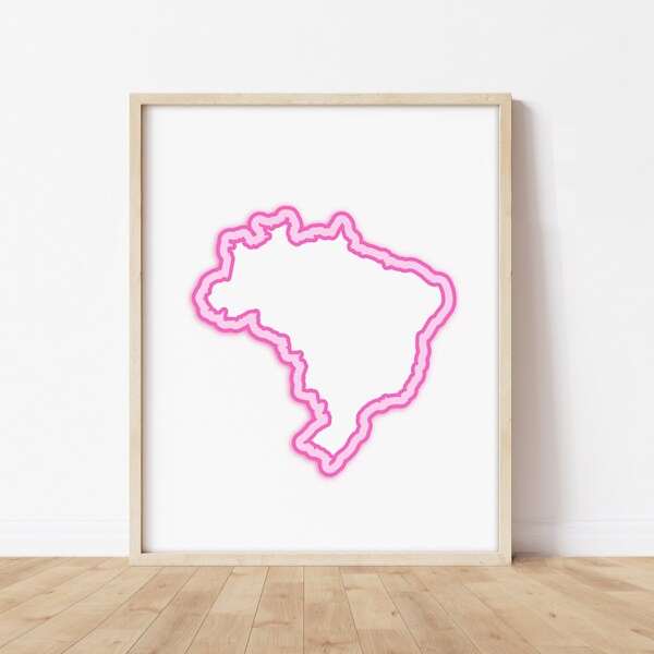 Pink Map of Brazil - Etsy