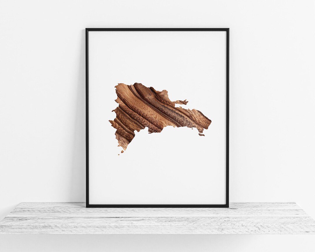 Map of Dominican Republic W/ Wood Grain Overlay - Dominican Art Print ...