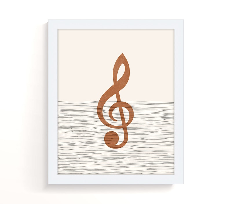 Boho Treble Clef Print - Treble Clef Wall Art / Decor, Minimalist ...
