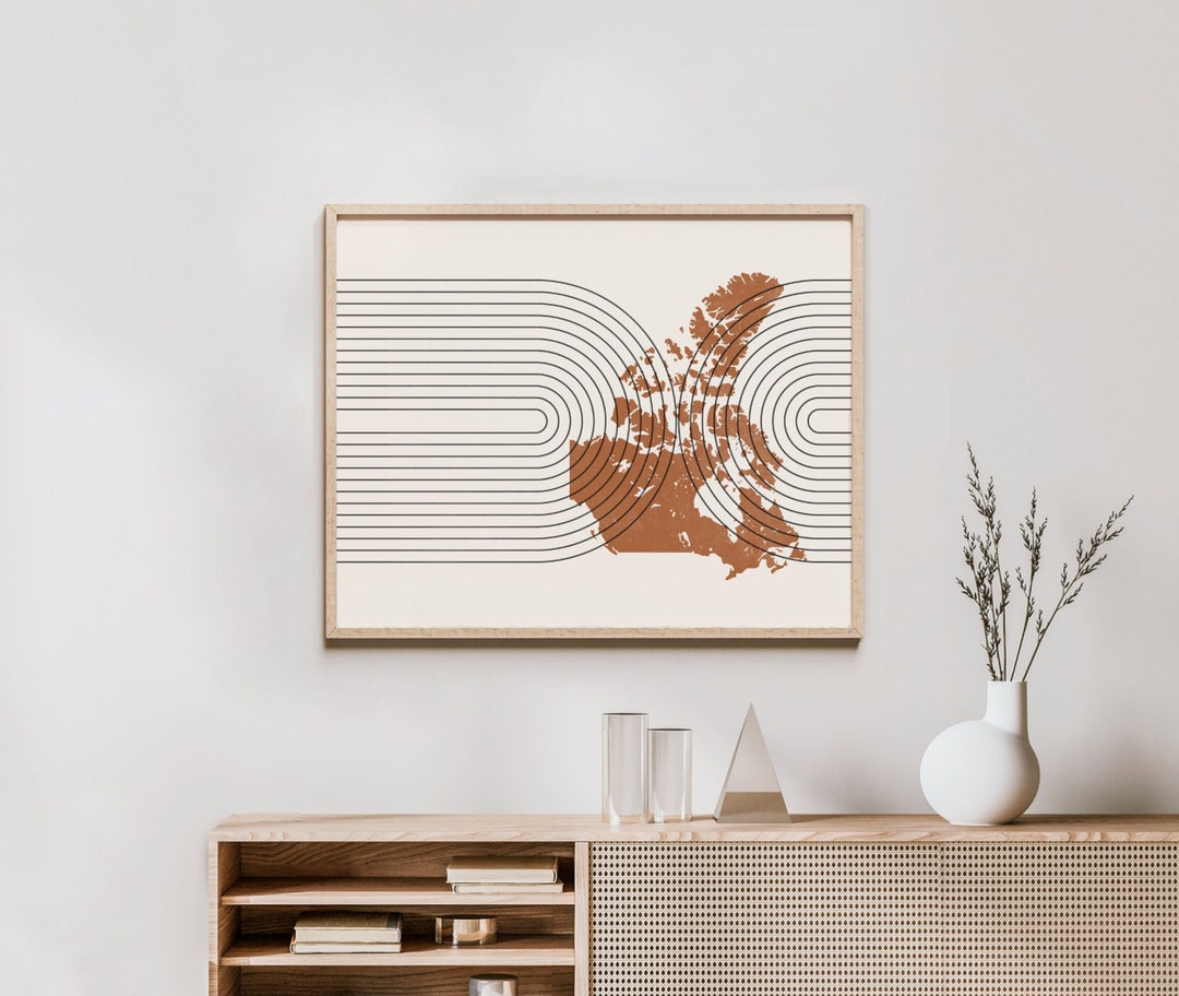 Canada Wall Art - Mid Century Canada Map, Retro Canada Wall Decor ...