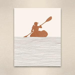 Boho Kayaking Art - Kayaking Wall Art / Decor, Minimalist Kayaker ...