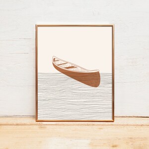 Boho Canoe Art - Canoe Wall Art / Decor, Minimalist Canoeing Poster ...