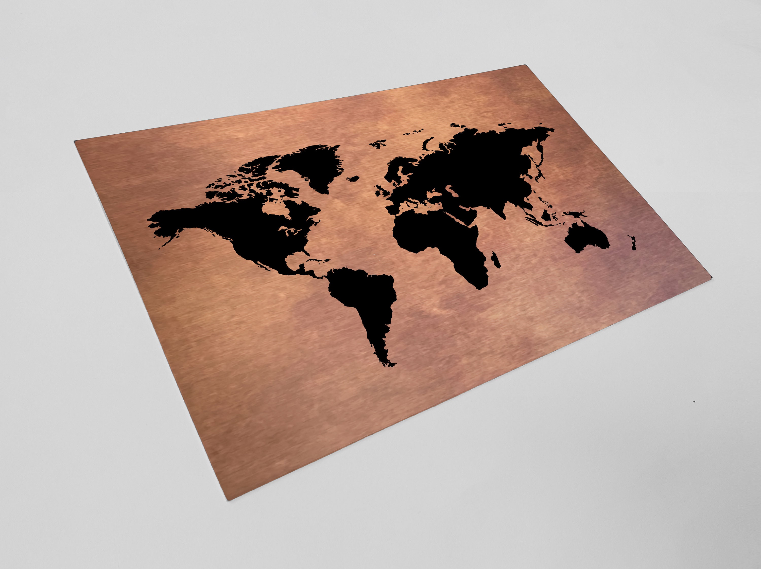 Copper Metal World Map - World Map Metal Wall Art, Map of the World on ...