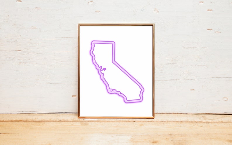 San Ramon California Art - Map With Heart, Pink San Ramon Print ...