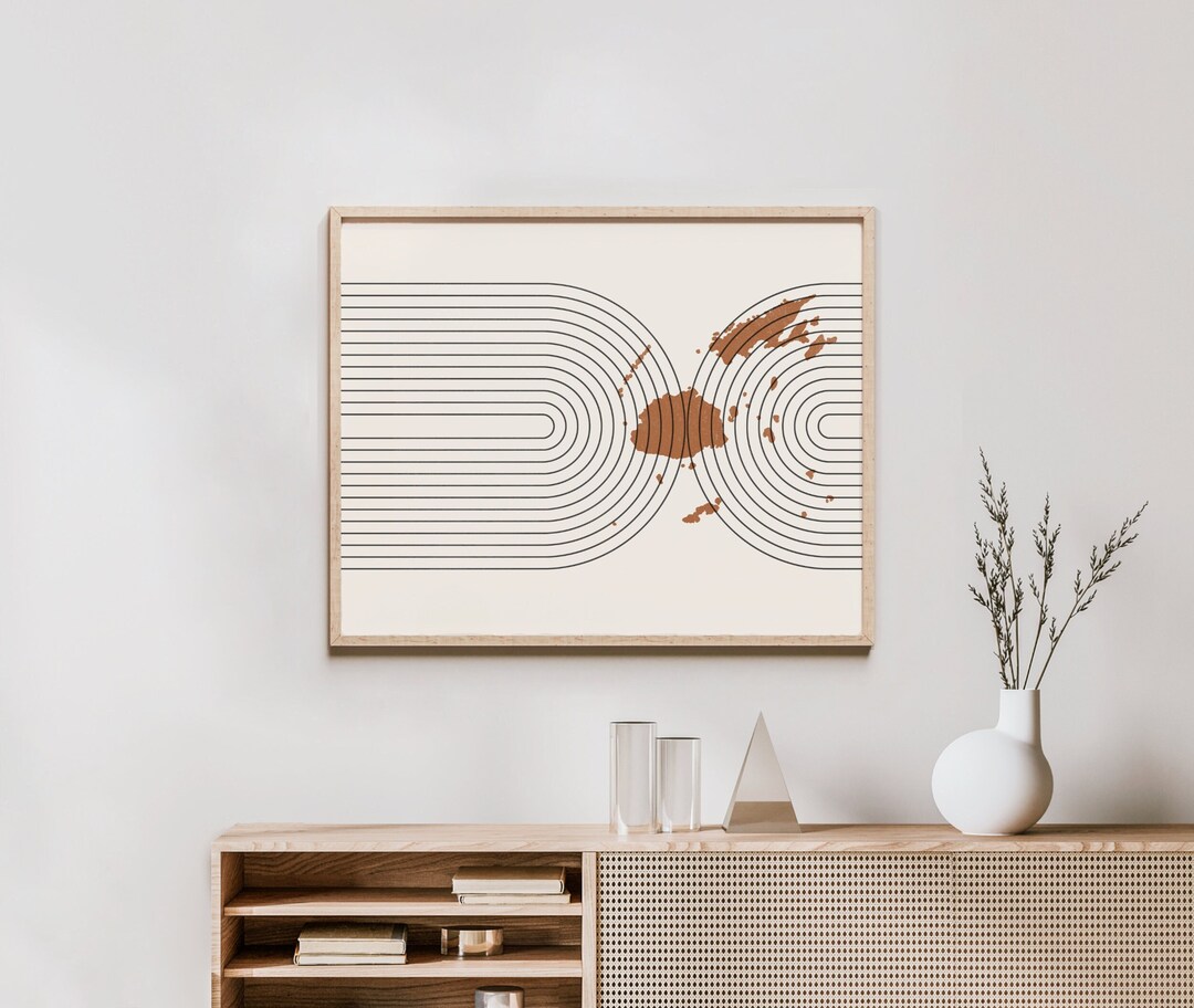 Fiji Wall Art - Mid Century Fiji Map, Retro Fiji Wall Decor / Poster ...