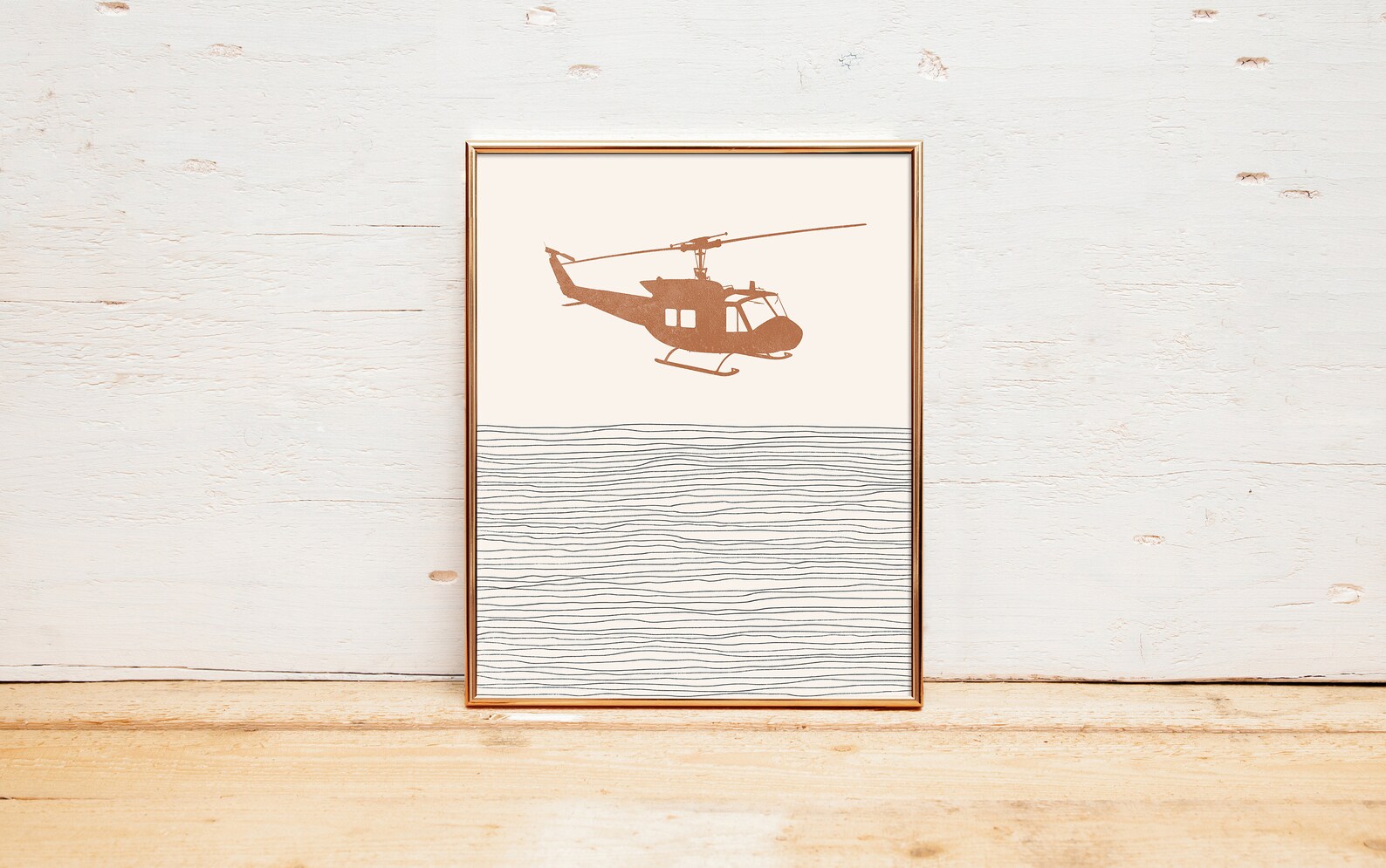 Boho Huey Print - Huey Wall Art / Decor, Minimalist Poster, UH-1 ...