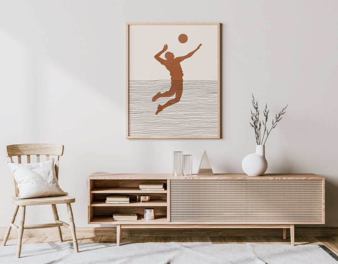Boho Volleyball Art - Volleyball Wall Art / Decor, Minimalist ...