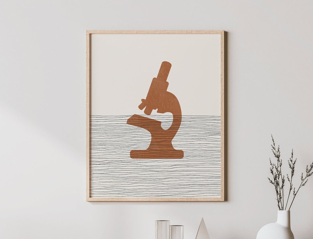 Boho Microscope Print - Microscope Wall Art / Decor, Minimalist Poster ...