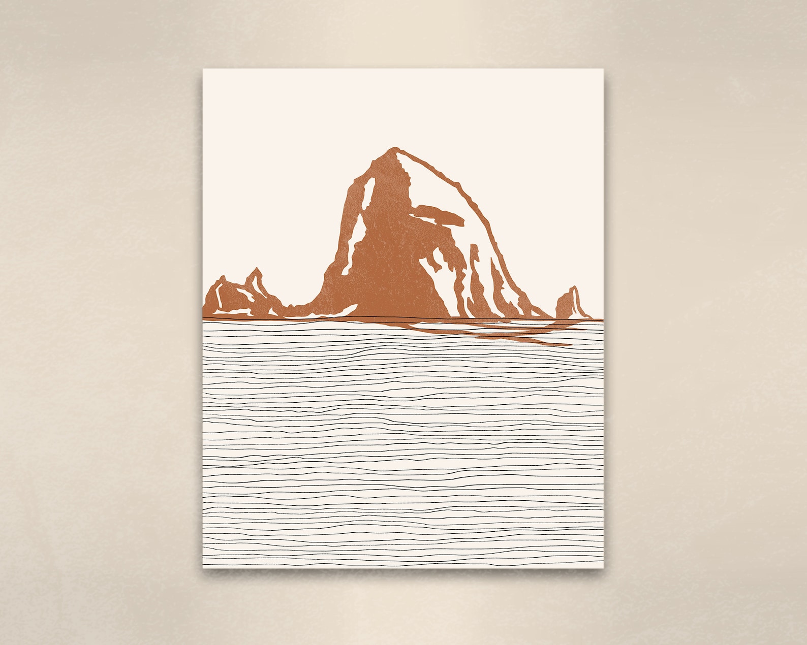 Haystack Rock Art Print - Cannon Beach, Oregon - Haystack Rock Outline ...