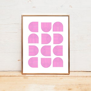 Preppy Room Decor - Mid Century / Abstract Pink Preppy Wall Art Designs ...