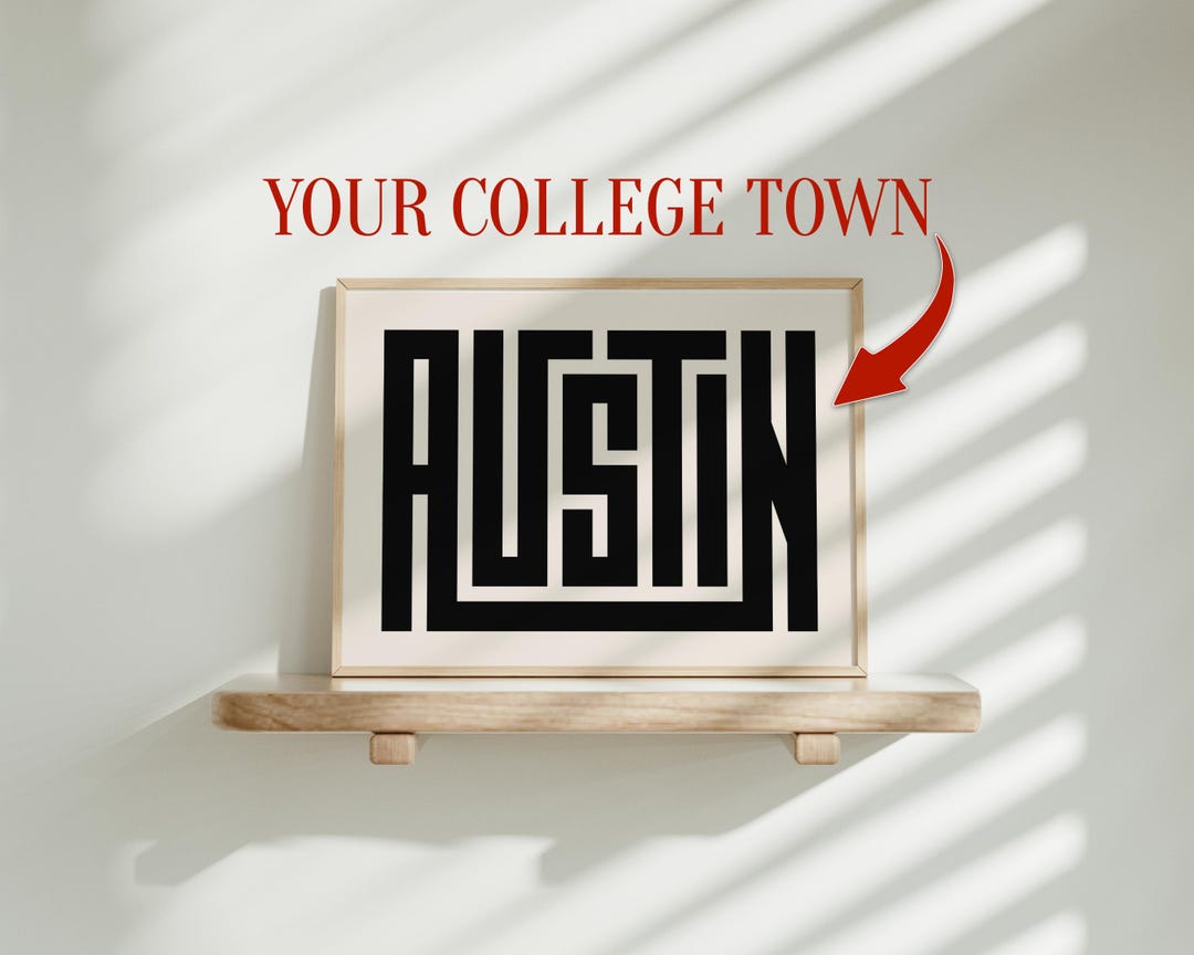 Custom College Town Name - College Merch - Apartment Decor / Dorm Decor ...