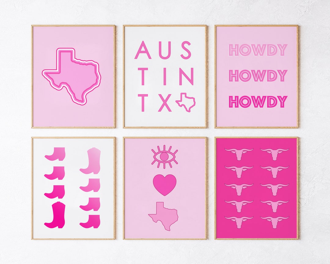 Preppy Wall Art - Austin Texas Art, Preppy Room Decor, Pink Preppy ...