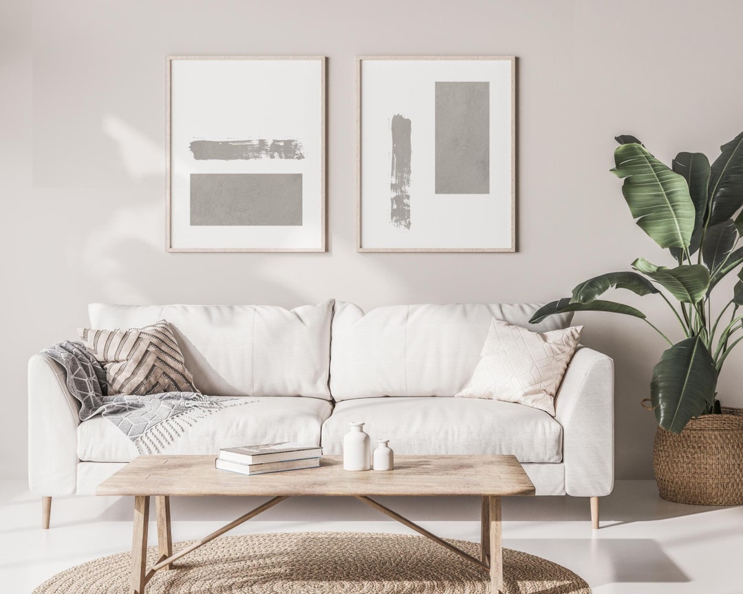 Abstract Greige Wall Art - Minimalist Japandi Wall Art, Greige Bedroom ...