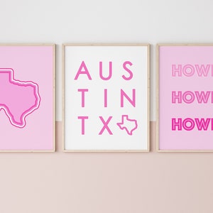 Preppy Wall Art - Austin Texas Art, Preppy Room Decor, Pink Preppy ...