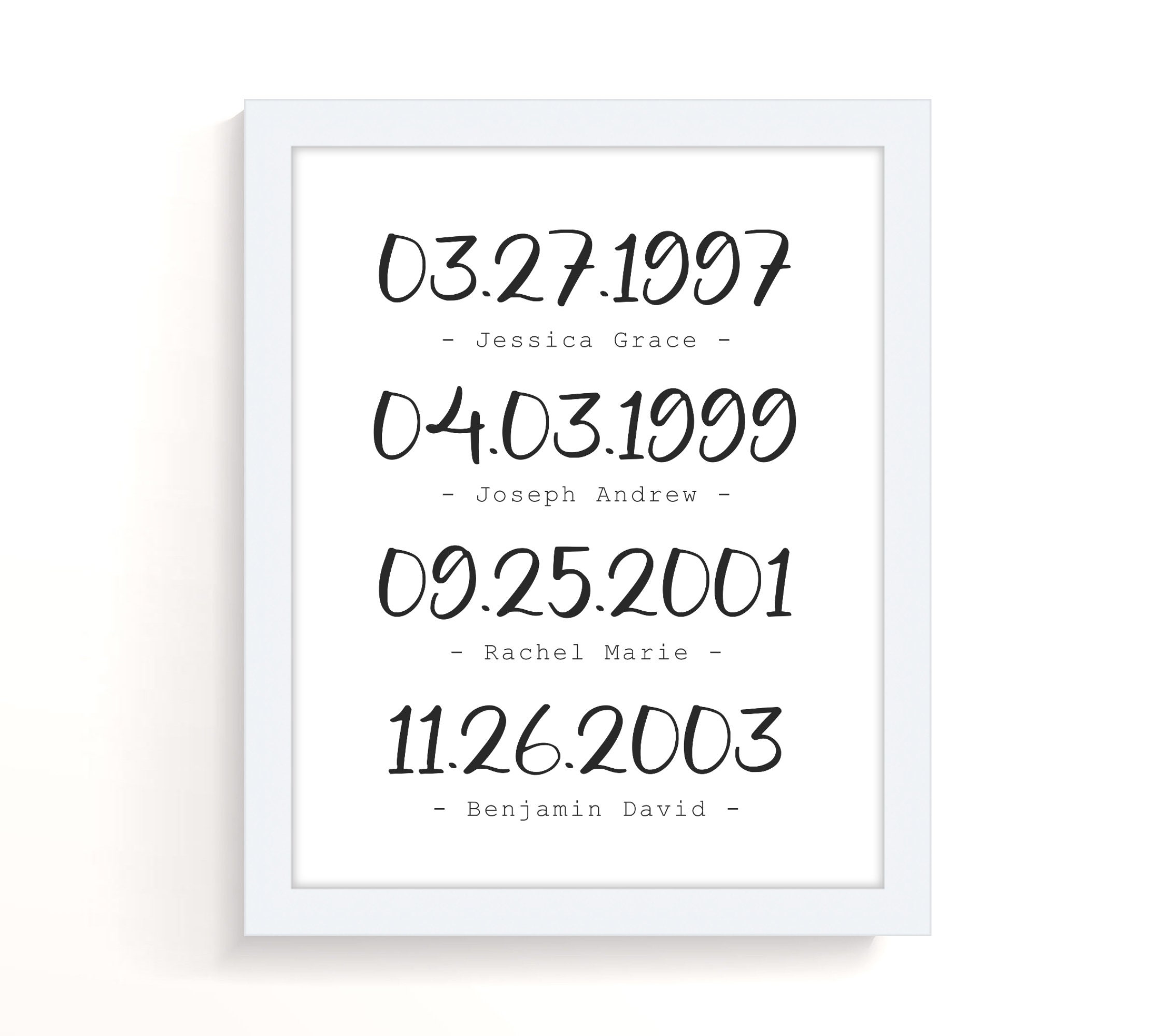 Important Dates - Kids Names and Birthdays - Personalized Art Print ...