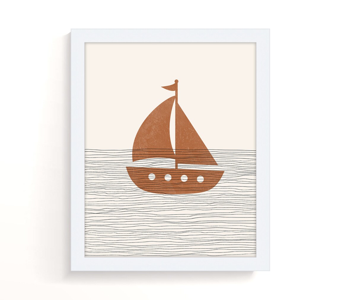 Sailboat Print Boho Sailboat Wall Art / Decor Sailboat - Etsy