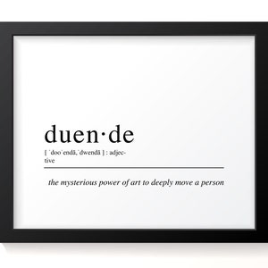 Duende Dictionary Definition Print - Typographical Art Print, Inspiring ...