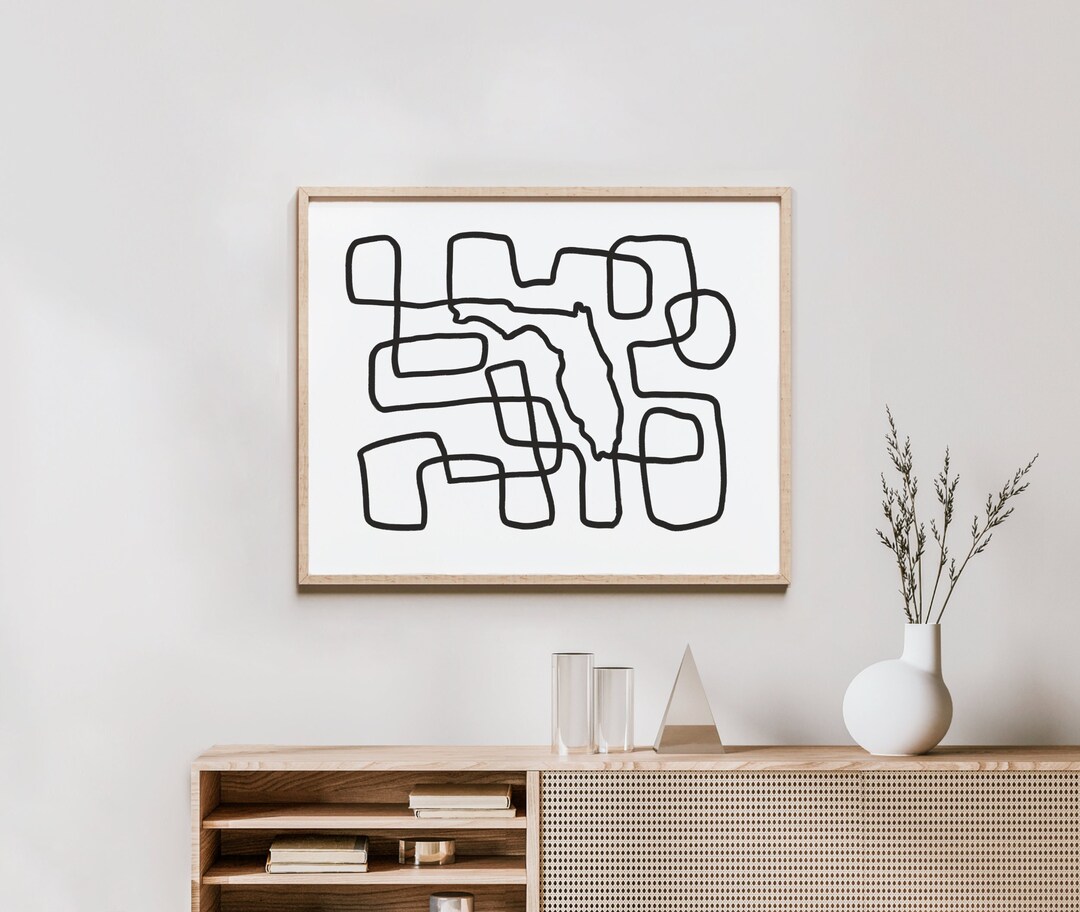 Florida Line Art Print - One Line Drawing, Florida Abstract Line Print ...