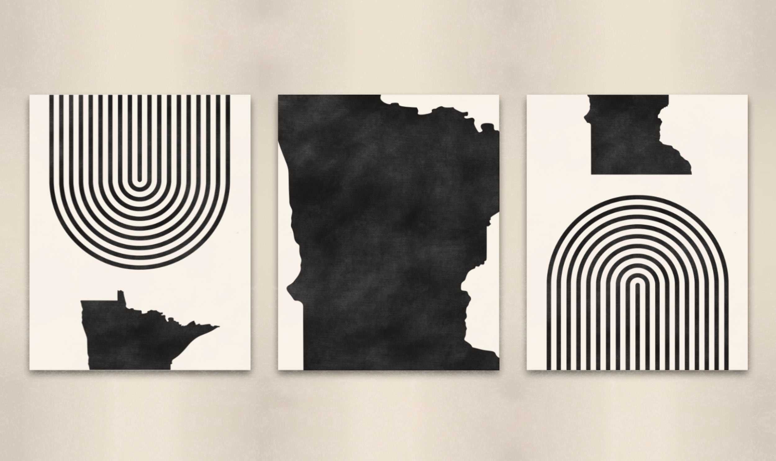 Minnesota Mid Century Modern Wall Art Minimalist Minnesota - Etsy