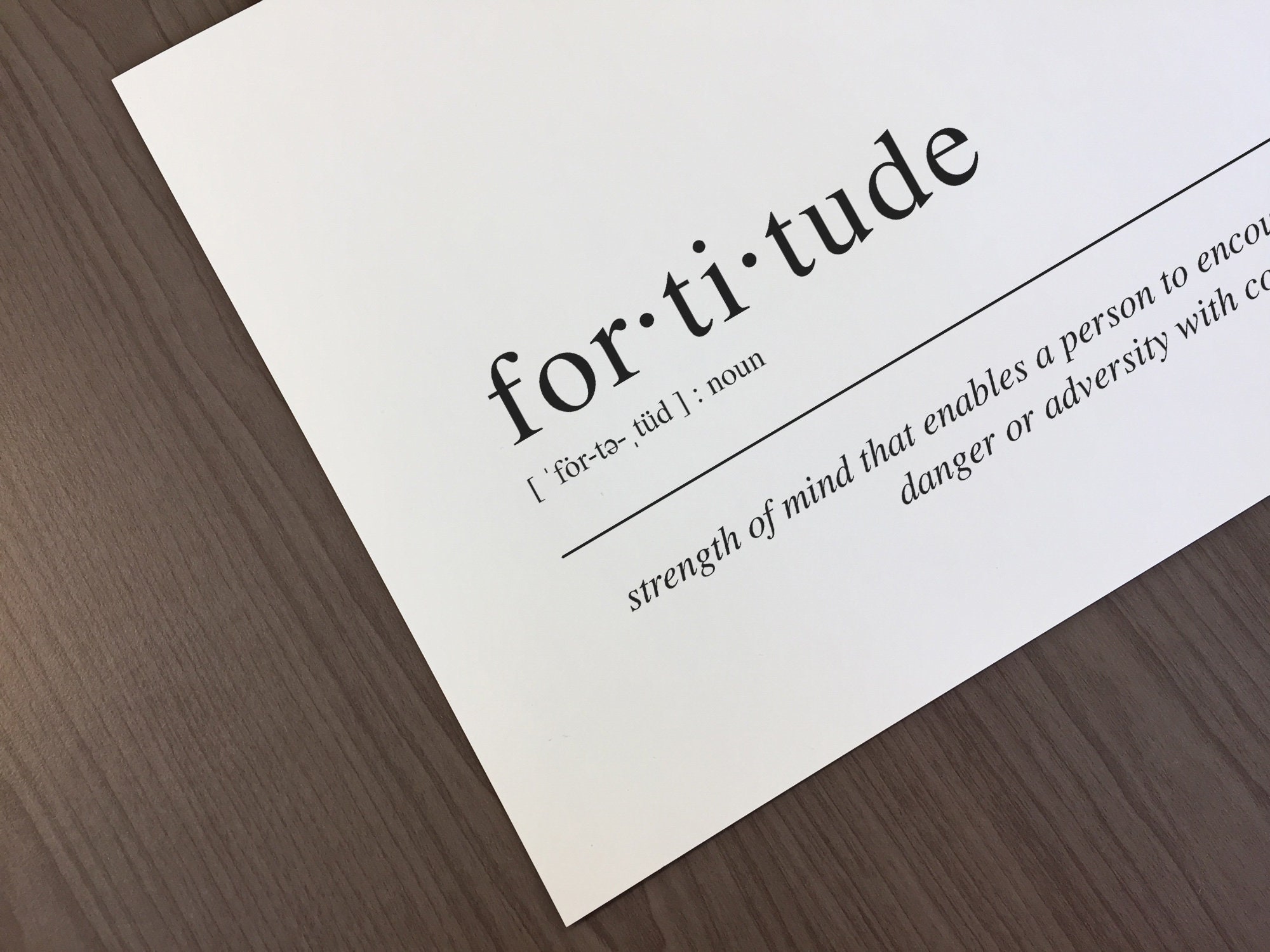 Fortitude - Dictionary Print, Encouraging and Inspirational Print ...