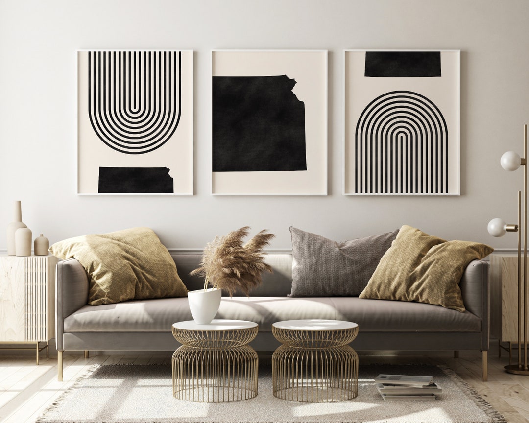 Kansas Mid Century Modern Wall Art - Minimalist Kansas Wall Art and ...