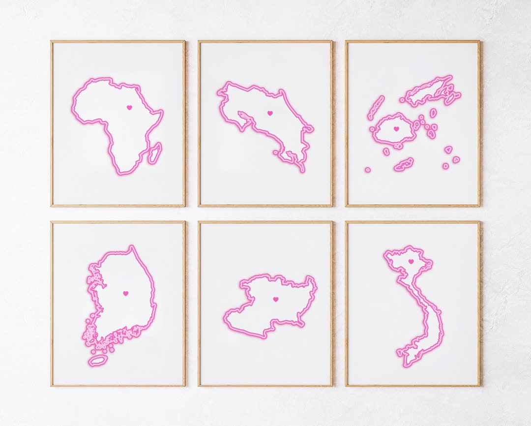 Custom Country Map Print - Pink Custom Map Gift, Map Art, Personalized ...