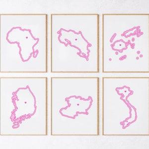 Custom Country Map Print - Pink Custom Map Gift, Map Art, Personalized ...