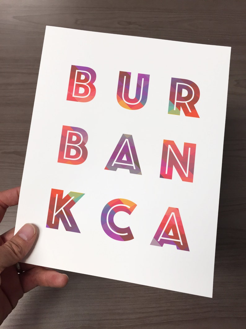 Burbank California Art - Burbank Art Print, California Gift Idea, City ...
