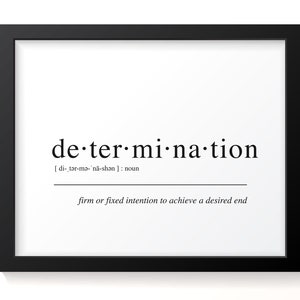 Determination Definition - Dictionary Print, Wall Decor, Motivational ...