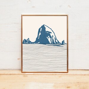 Haystack Rock Art Print - Cannon Beach, Oregon - Haystack Rock Outline ...