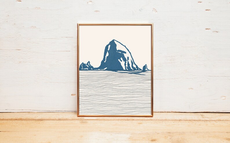 Haystack Rock Art Print - Cannon Beach, Oregon - Haystack Rock Outline ...