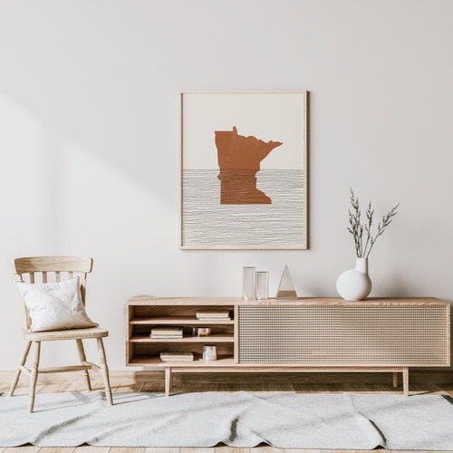 Minnesota Mid Century Modern Wall Art Minimalist Minnesota - Etsy