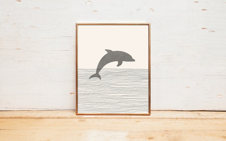 Boho Dolphin Print Dolphin Wall Art / Decor Minimalist - Etsy