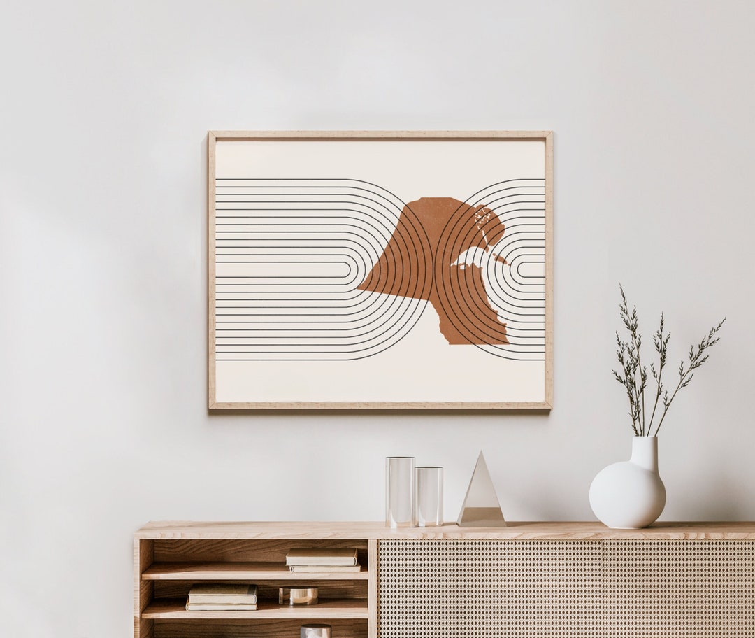 Kuwait Wall Art - Mid Century Kuwait Map, Retro Kuwait Wall Decor ...