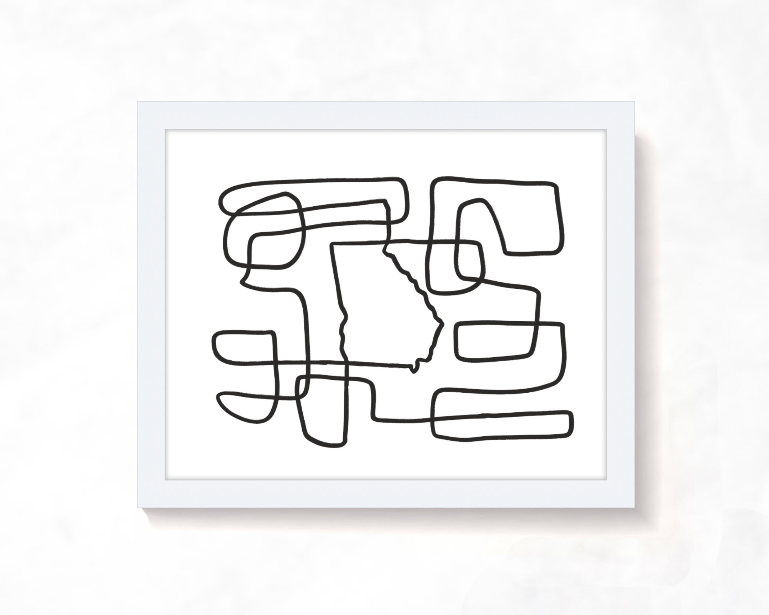 Georgia Line Art Print - One Line Drawing, Georgia Abstract Line Print ...