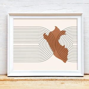 Peru Wall Art - Mid Century Peru Map, Retro Peru Wall Decor / Poster ...