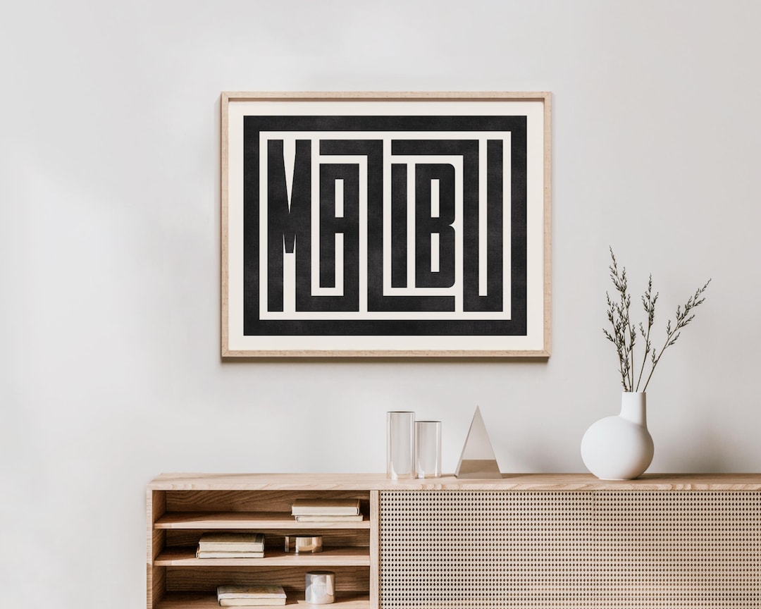 Malibu Art - Malibu Typography Design, Malibu California Wall Art ...
