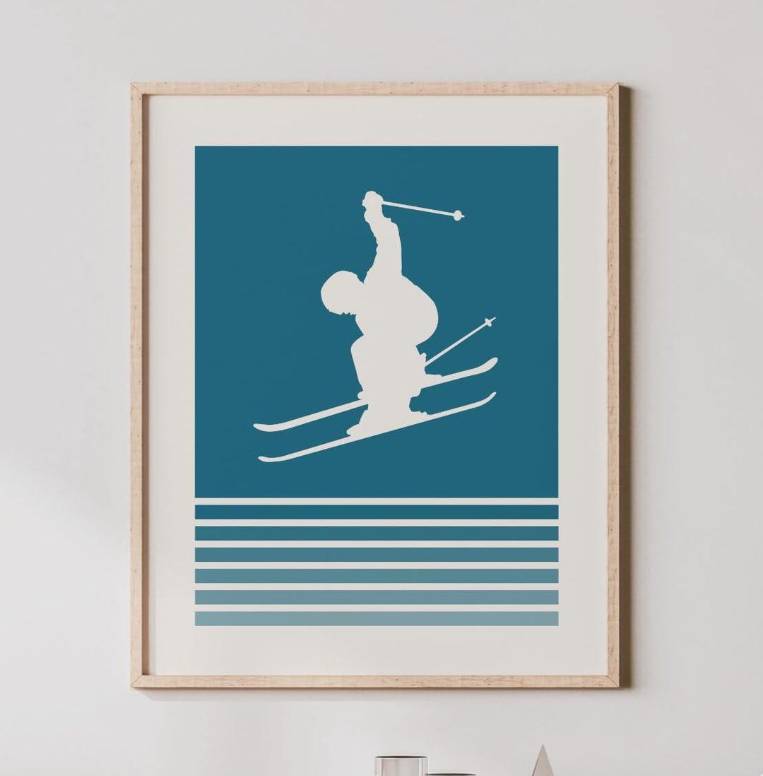 Freestyle Skiing Art - Retro Gradient Lines - Male Freestyle Skier ...