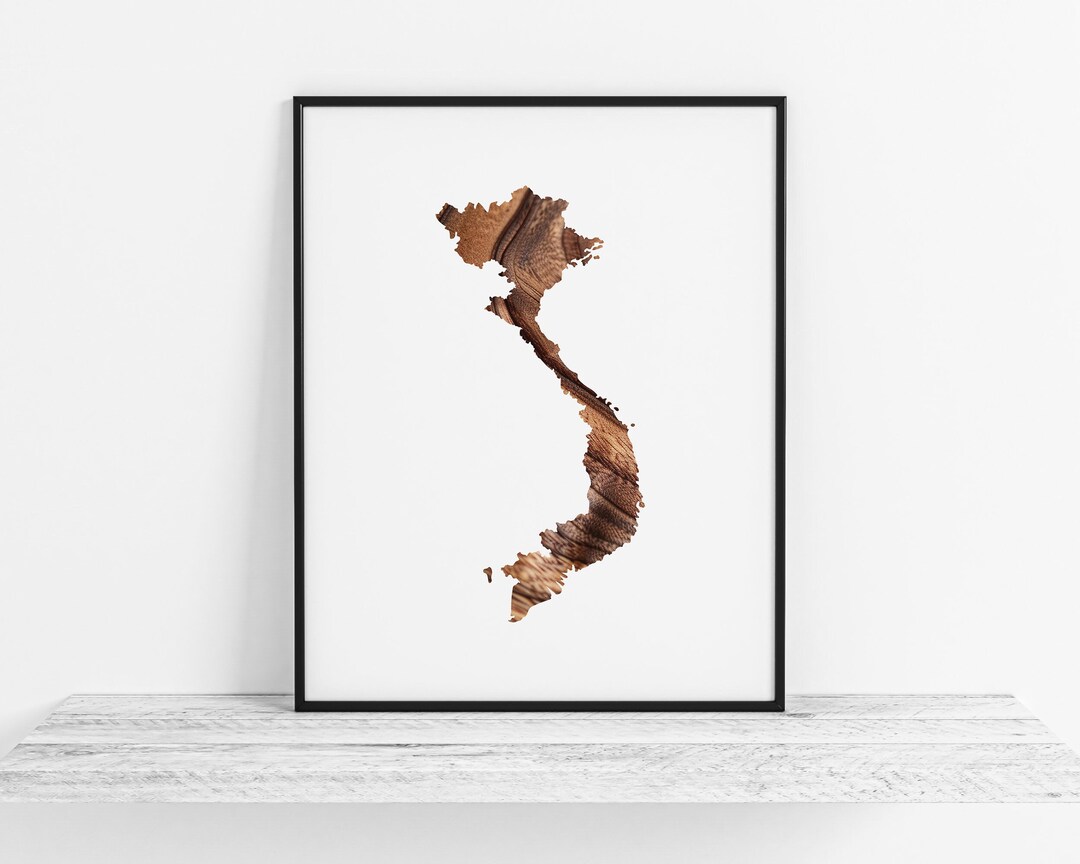 Map of Vietnam W/ Wood Grain Overlay - Vietnam Art Print, Vietnam Map ...