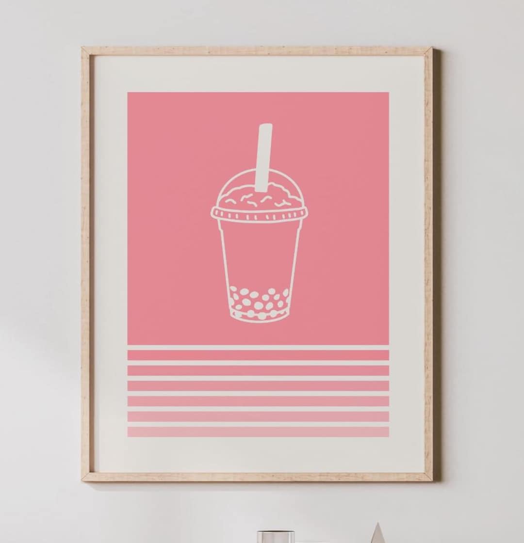 Bubble Tea Art - Bubble Tea Print, Retro Colored Bubble Tea Poster ...