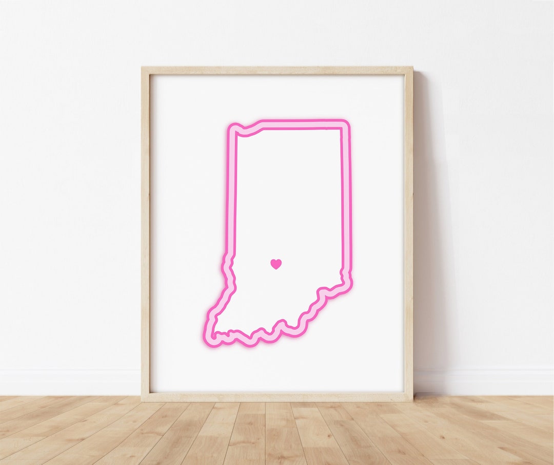 Bloomington Indiana Art - Map With Heart, Pink Bloomington Print ...