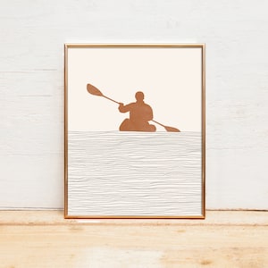 Boho Kayaking Art - Kayaking Wall Art / Decor, Minimalist Kayaker ...