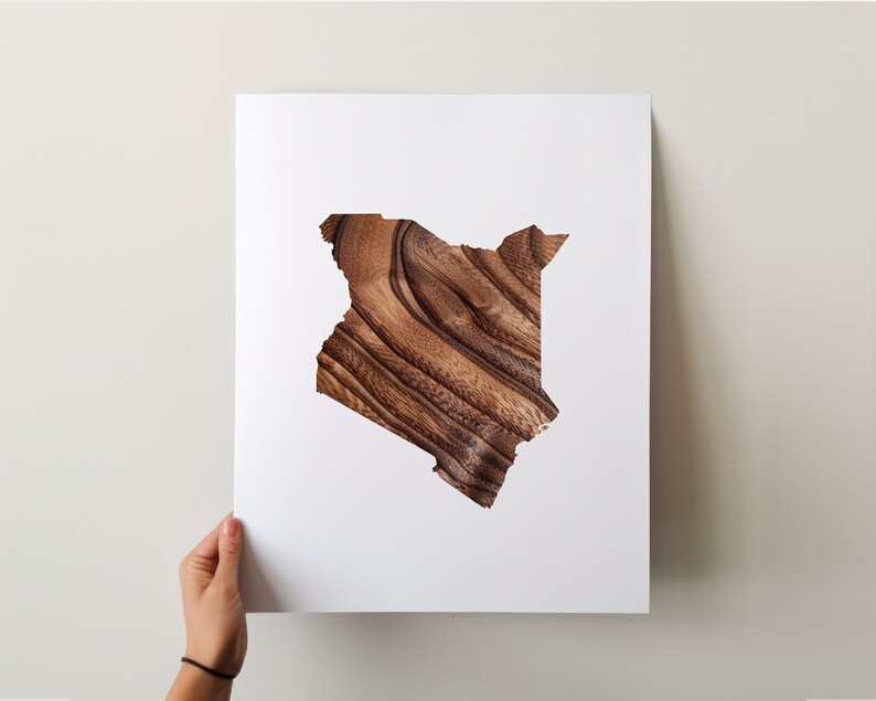 Map of Kenya W/ Wood Grain Overlay - Kenya Art Print, Kenya Map / Wall ...