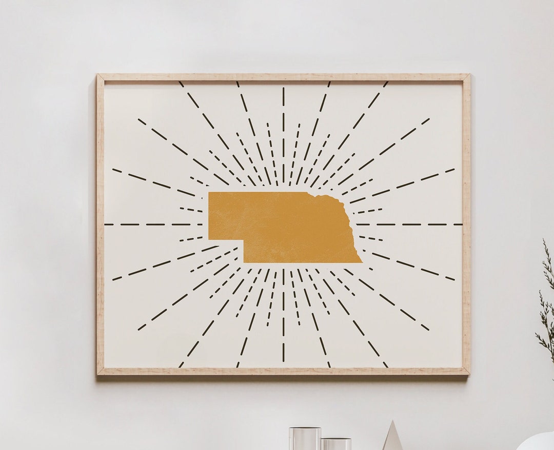 Nebraska Boho Wall Art - Bohemian Decor, Nebraska Boho Print, Abstract ...