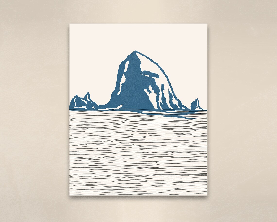 Haystack Rock Art Print - Cannon Beach, Oregon - Haystack Rock Outline ...