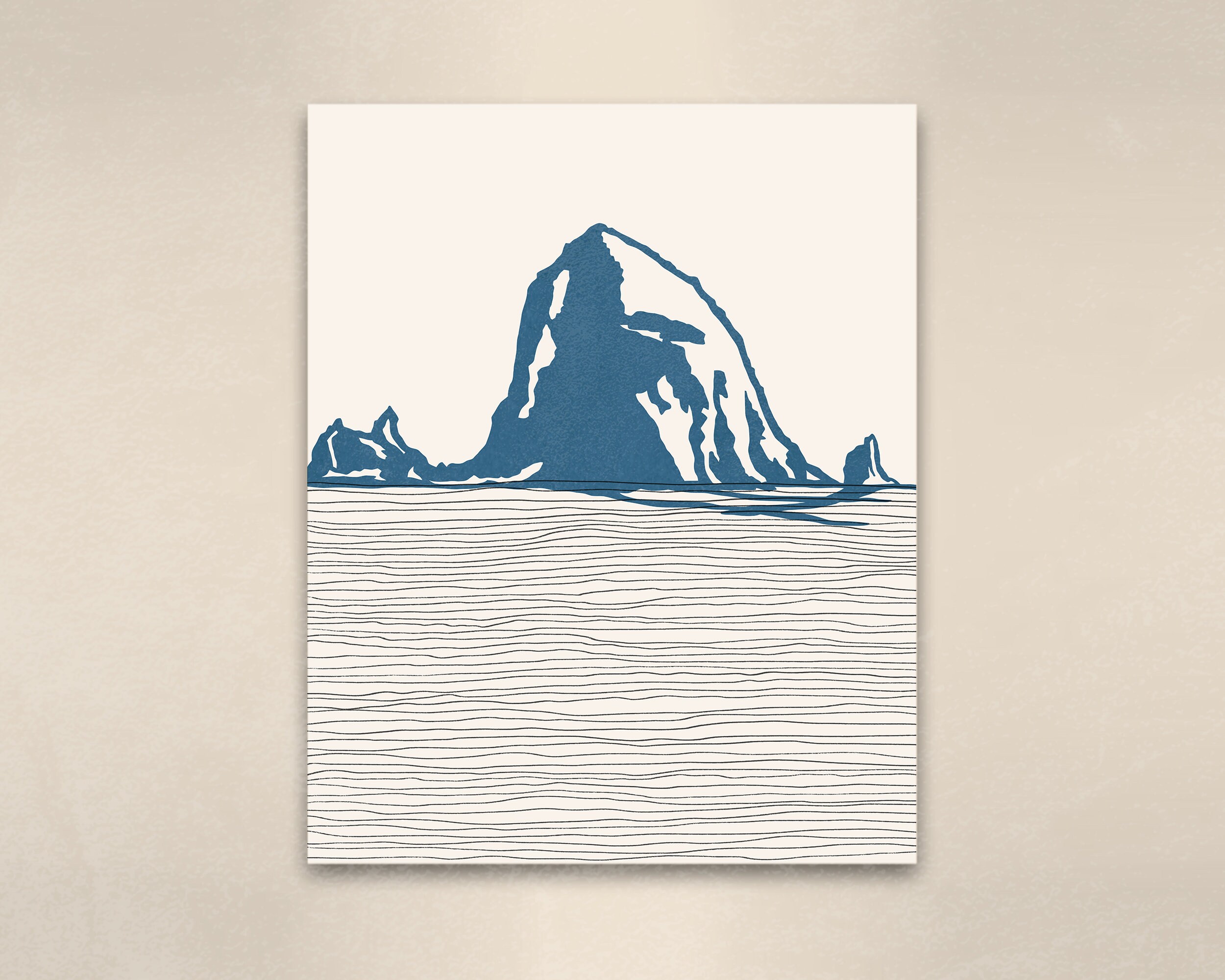 Haystack Rock Art Print - Cannon Beach, Oregon - Haystack Rock Outline ...