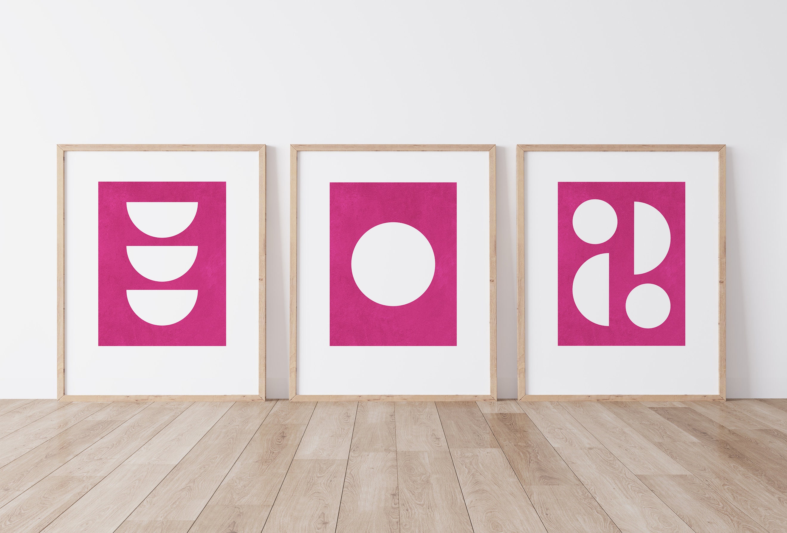 Fuschia Wall Art - Minimalist Geometric Prints - Mid Century Modern ...