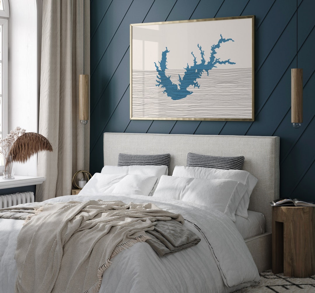 Personalized Lake Map - Lake House Decor, Lake Art Print - Custom Lake ...