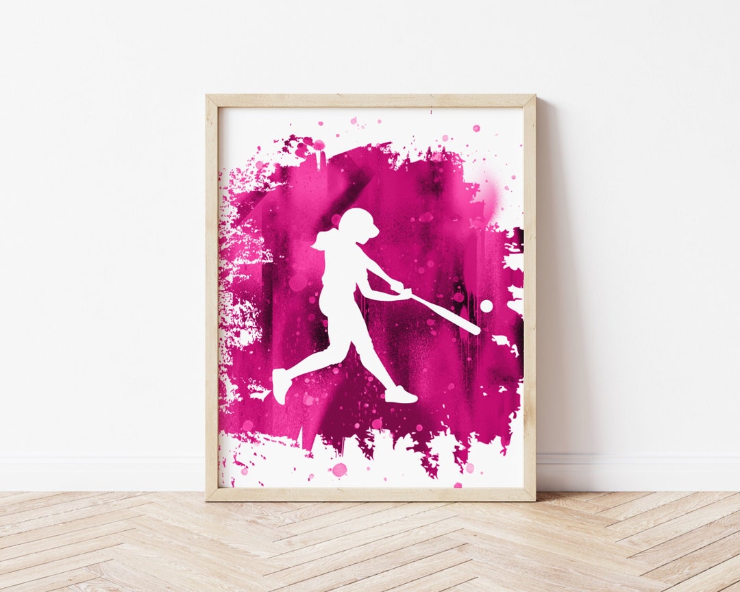 Softball Art - Girls Softball Poster, Softball Player Decor - Framed OR ...